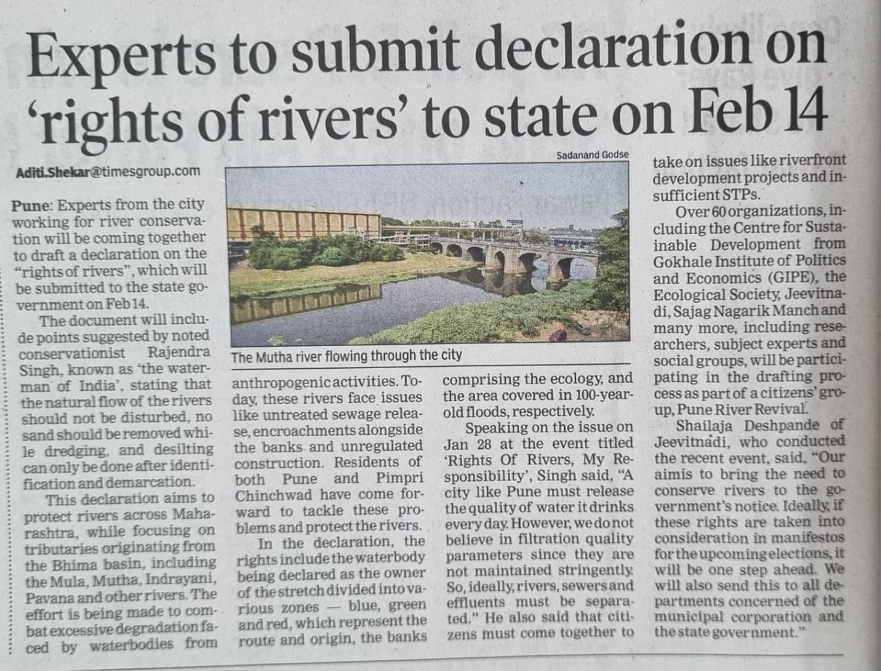 Experts to submit declaration on ‘rights of rivers’ to state on Feb 15 ...