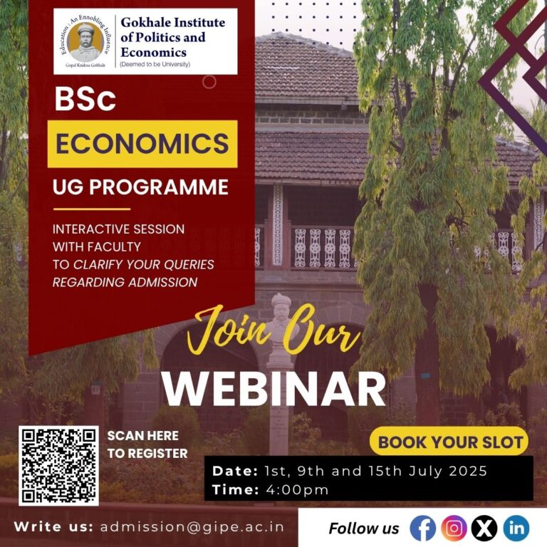 Webinar: B.Sc. Admission 15th July 2025 – Gokhale Institute Of Politics And Economics